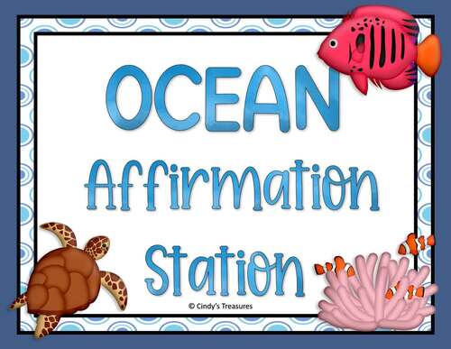 Ocean Theme Affirmation Station *Editable* by Cindy's Treasures | TPT
