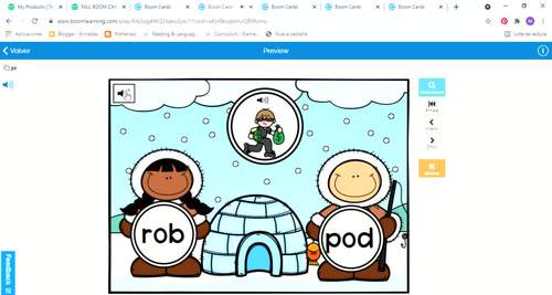 BOOM CARDS WINTER: Reading CVC Words short vowels | Distance Learning