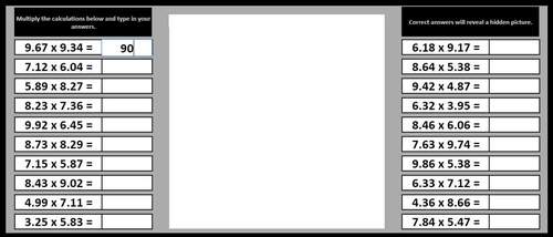 Digital Pixel Art NO PREP - Space Silhouette Decimal Multiplication