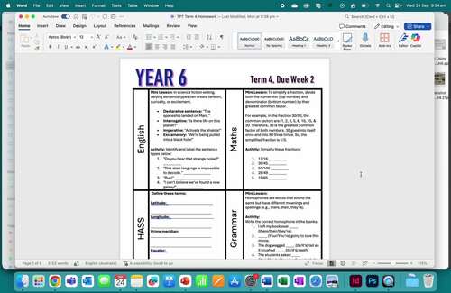 Australian Curriculum - Year 6 - Term Four Homework - 9 x Weeks | TPT