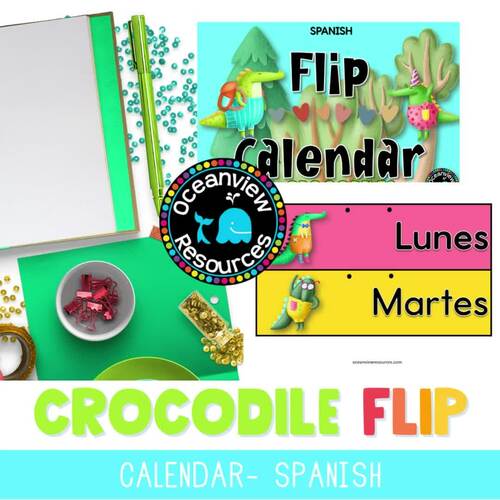 Perpetual Flip Calendars -dates,months,years CROCODILES SPANISH