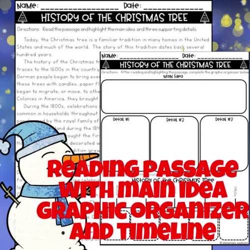 CHRISTMAS READING ACTIVITIES | History of the Christmas Tree | No prep