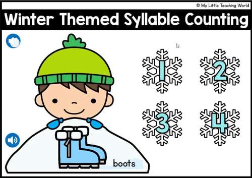 Winter Themed Syllable Counting Boom Cards | Distance Learning | TpT