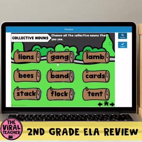 2nd Grade ELA Review Game for End of the Year Activities Boom™ Cards