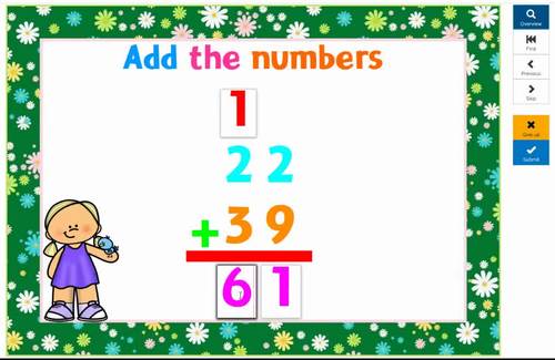 Spring Math 2 Digit Addition to 100 with Regrouping Boom Cards 1st ...