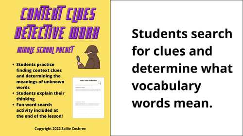 Context Clues Detective Work (Middle School Packet) | TpT