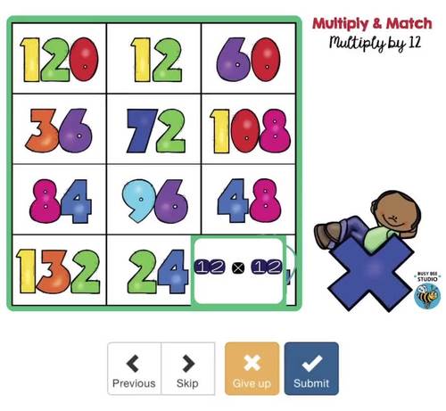 Boom Cards Multiplication | Multiply by 12 | Distance Learning | TPT