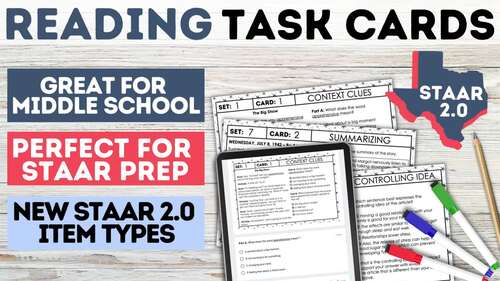 STAAR Reading Task Cards with RLA New Item Types | Test Prep | Print ...