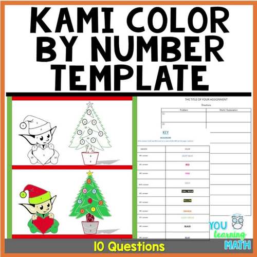 Elf and Tree Themed Color by Number Template - 10 Questions | TPT