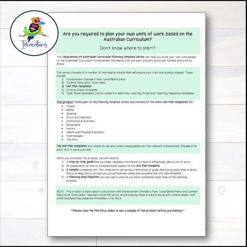 V9 Australian Curriculum Unit Plan Templates - Year 9 & 10 Bundle Pack