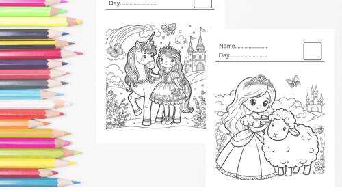 princess Coloring Book for Girls - Kids Coloring Pages, Easy to Color ...