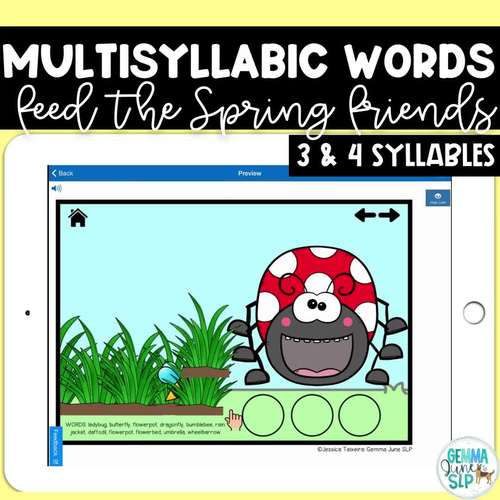 MULTISYLLABIC WORDS Spring Theme Boom Cards™ for Speech Therapy | TPT