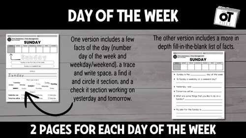 Days of the Week -Executive Functioning|Time Management Worksheets ...