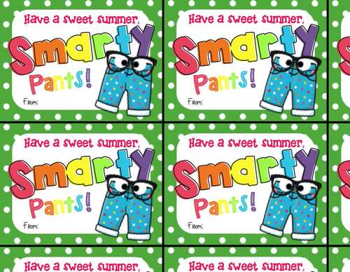 Sweet Summer Smarty Pants Gift Tags | End of Year Student Motivation