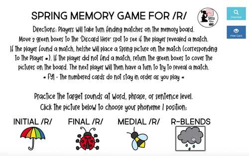 R & R-Blends Spring Articulation Boom Cards™ Matching Game by Speech ...