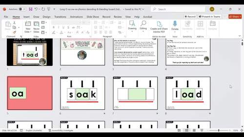 Long O Vowel Teams OA OW OE Phonics Blending Board Powerpoint | Orton ...