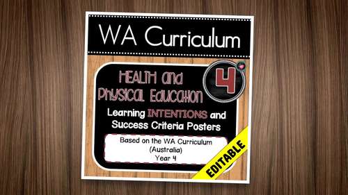 WA HPE Year 4 Learning INTENTIONS/GOAL Posters & Success Criteria EDITABLE