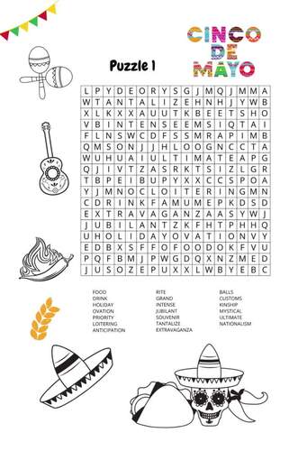 Cinco De Mayo Word Search Activity. May 5th. Six of Puzzle Worksheets
