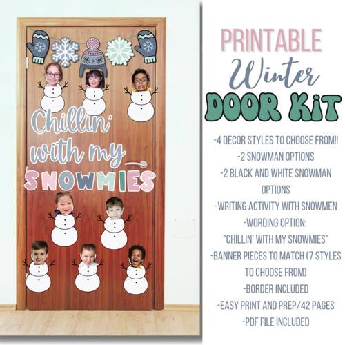 Snowman Door Decor Kit | Winter Class Door Decor with Writing Activity ...