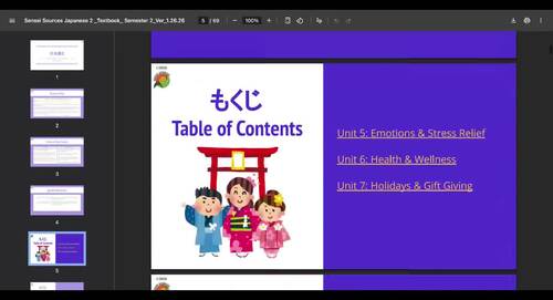 Sensei Sources Japanese 2 Semester 2 High School Course Material Handbook
