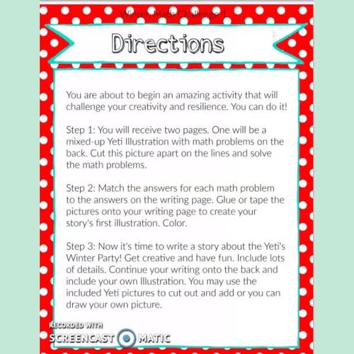 Dollar Deal Winter Math and Writing Activity Multiplication Long Division