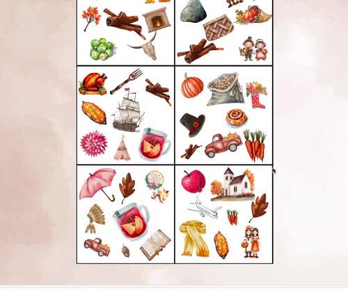 Thanksgiving dobble/spot it - 57 easy to cut square cards by Esti's ...