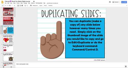 DIGITAL FEBRUARY THEMED "Would You Rather..." JOURNAL IN GOOGLE SLIDES™