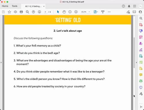 ESL Elementary Lesson: Talk about 'Getting Old' by ESL Adult Workshop