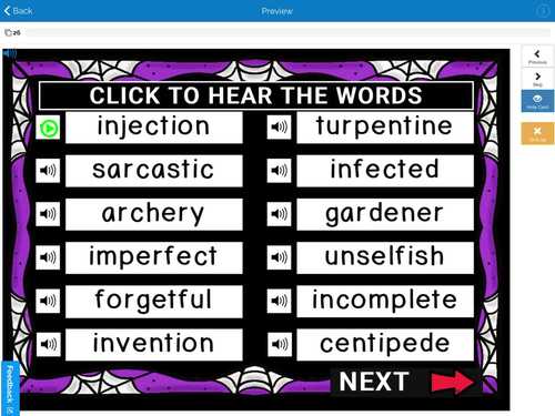 Halloween Word Building Syllable Match BOOM CARDS | 3-syllable words