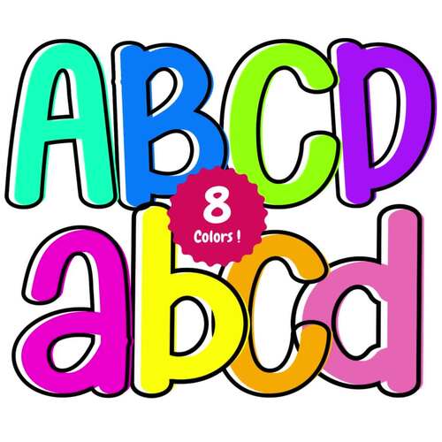 Bright Colorful back to school bulletin board letters Bubble font for ...