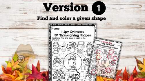Thanksgiving Math Activity 3D Shapes I SPY Worksheets Kindergarten ...