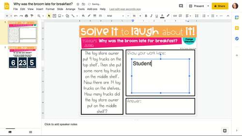 2nd Grade Word Problems - Digital Word Problems - Seesaw - Google Slides