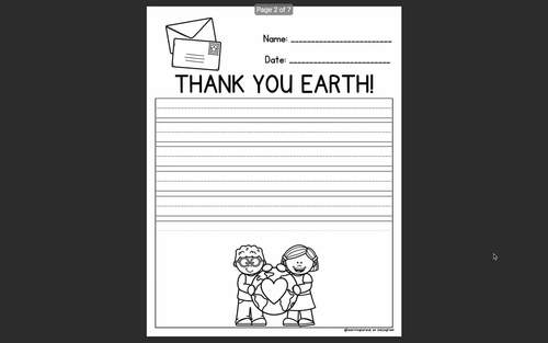 Earth Day Writing - Letter - Thank You Earth Writing Prompt by Learning ...