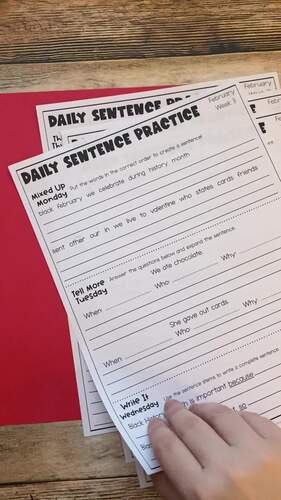 February Daily Sentence Practice, Sixth Grade, February Morning Work