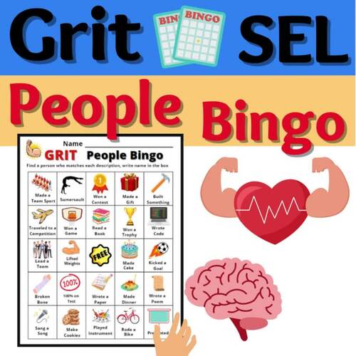 Grit People Bingo Group SEL Activity Growth Mindset Resource Class ...