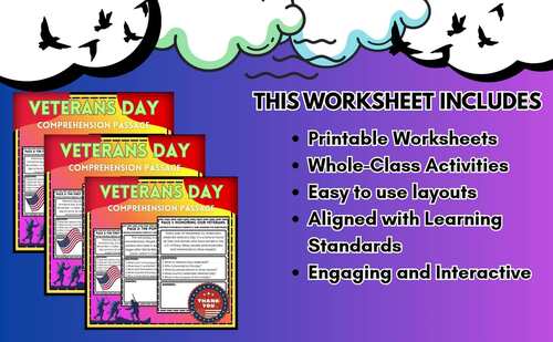 Honoring Our Heroes: Veterans Day Reading Comprehension Bundle Grade 2-8