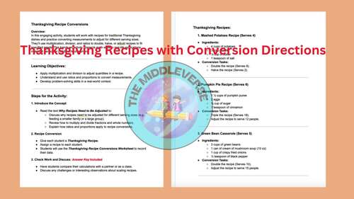 Thanksgiving Recipe Conversion Activity by The MiddleVerse | TPT