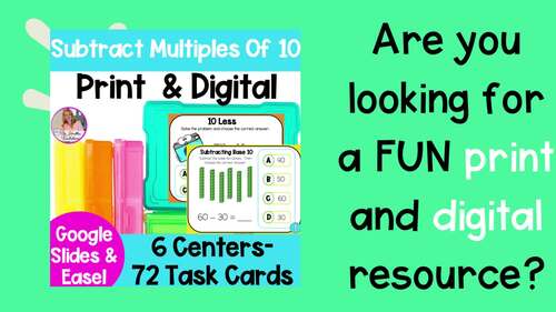 Subtract Multiples Of 10 | 6 LOW PREP Math Centers | Digital and Print ...