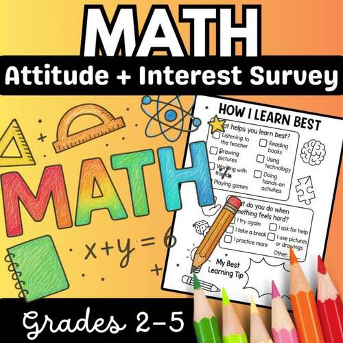Math Attitude Survey | Back to School Student Interest & SEL Growth Mindset