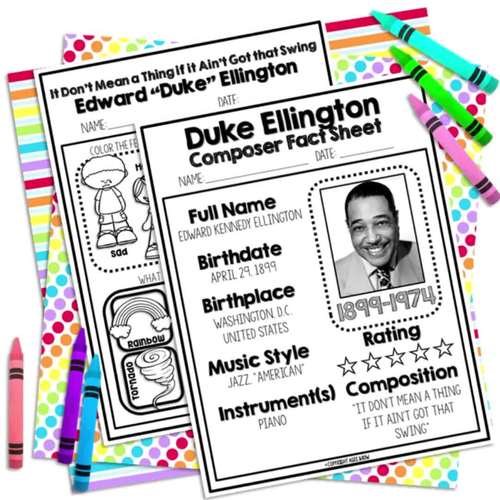 Black History Month Activities | Duke Ellington ★ by Agee and Row