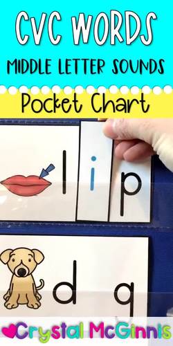 DOLLAR DEAL! Middle Vowel Sounds Pocket Chart Center (CVC Words)