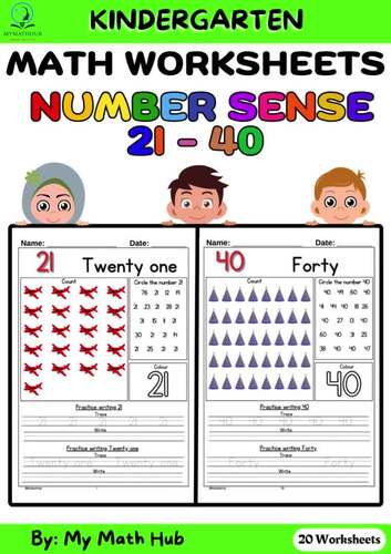 Numbers Sense 21 - 40 No Prep Printable Worksheets for Kindergarten