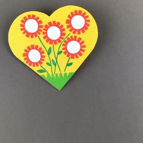 Mother's Day Craft - Mother's Day Card - Heart Flower Card For Mom And Mum