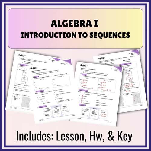 Introduction to Sequences Guided Notes and Worksheets | 8th-10th Grade ...