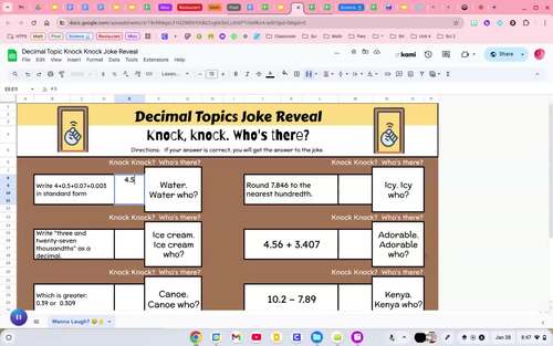 Self-Checking Decimal Topics Joke Reveal by Lucky Star Classroom