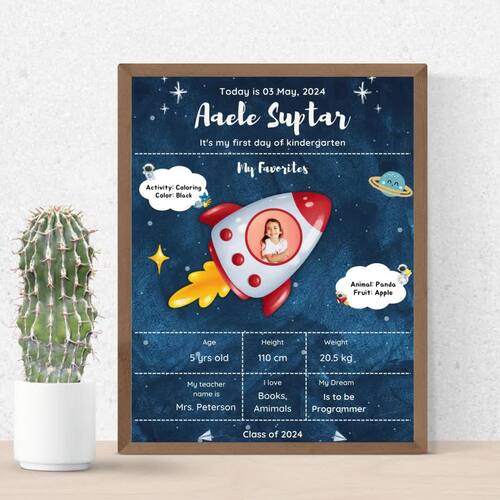 First & Last Day of School Sign | Editable Canva Template | Space Theme
