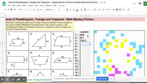 Area of Parallelogram, Triangle & Trapezoid: Math Mystery Picture