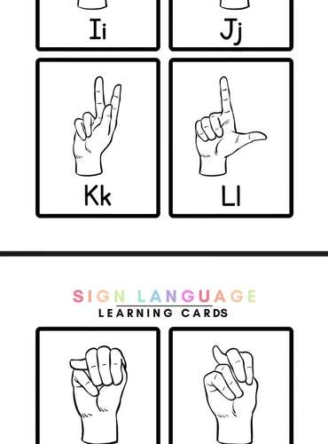 Sign Language Flash Cards, ASL, American Sign Language Cards | TPT