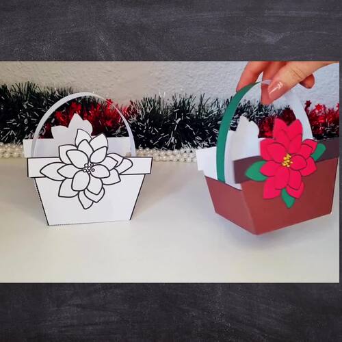 Poinsettia Basket Craft – Easy One-Page Christmas DIY for Gifts and ...