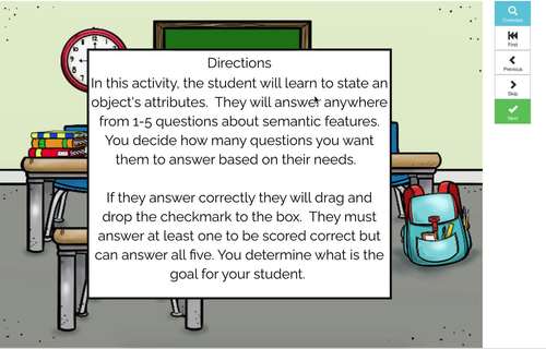 Boom Cards | Language | Back to School | Attributes | Teletherapy